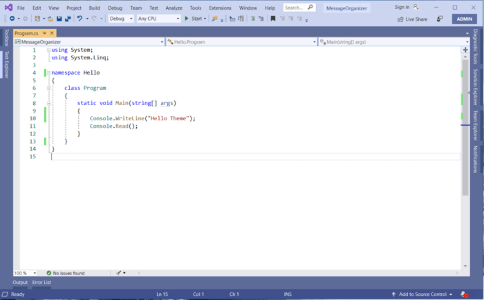 How to change Visual Studio 2019 Theme