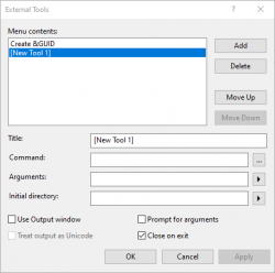 How to use External Tool in Visual Studio 2019