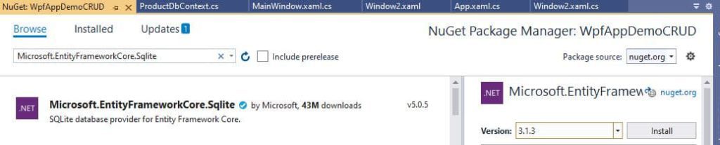 Crud Operations In Wpf Using Entityframeworkcore And Sqlite
